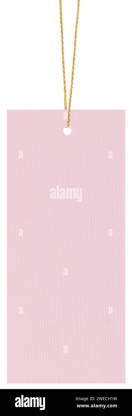 Bright Pink Rectangular Embossed Cardboard Sale Tag Golden Shiny String ...