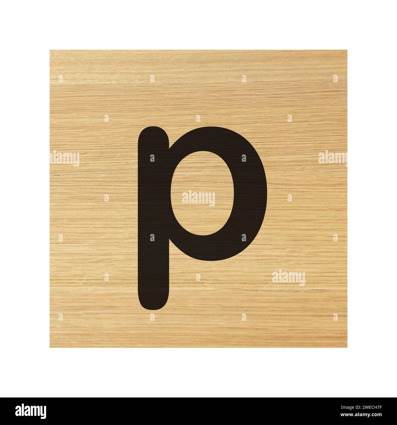 small p wood block on white with clipping path Stock Photo - Alamy