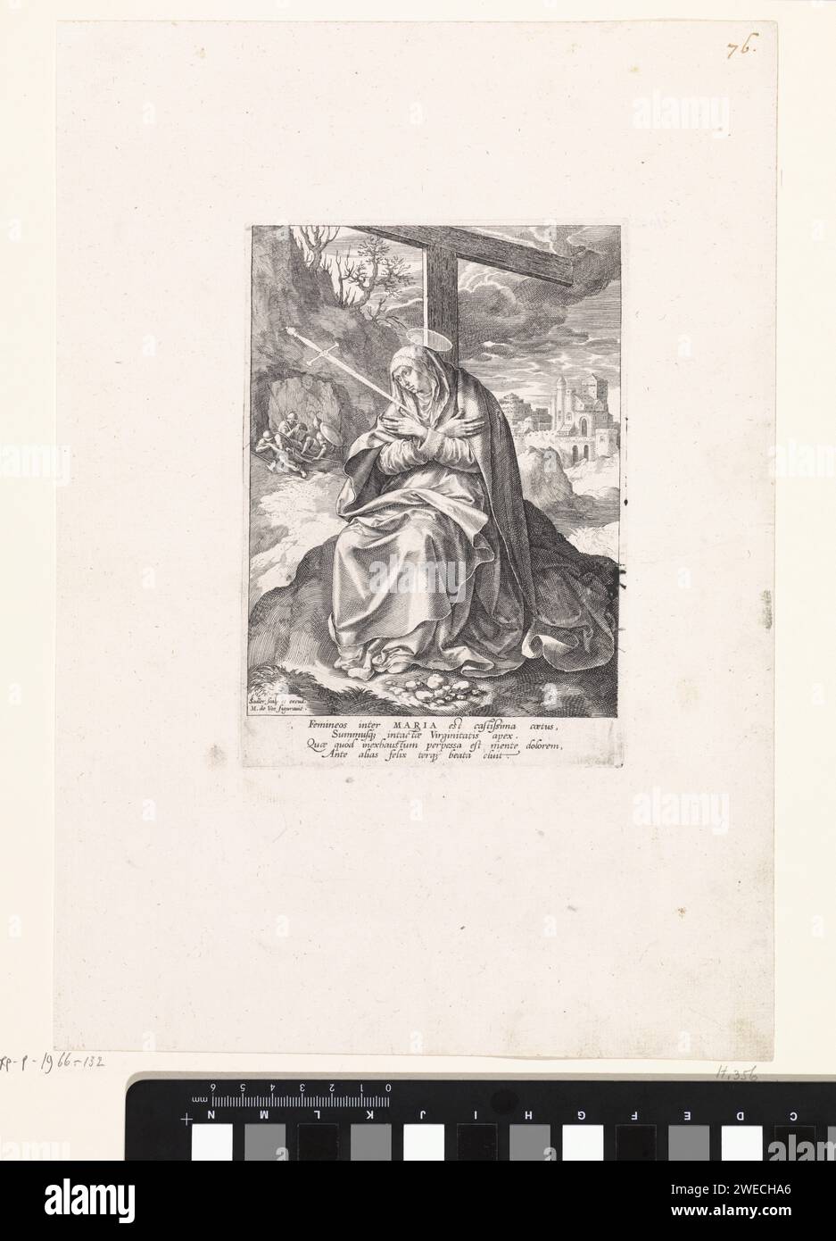 Mater Dolorosa, Johann Sadeler (I), After Maerten de Vos, 1583 - 1587 print The Virgin Mary ...