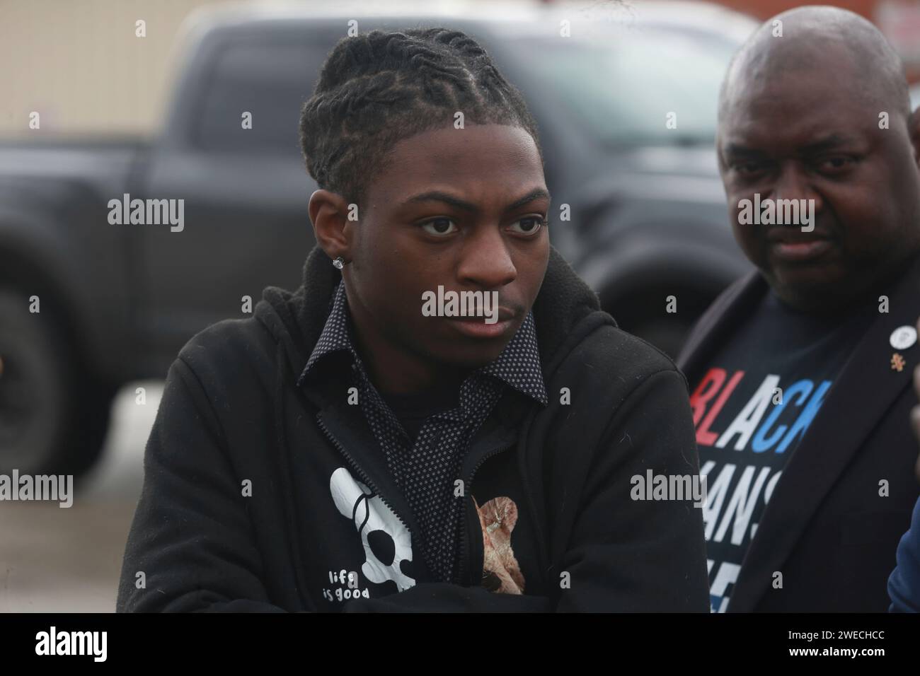 Darryl George, an 18-year-old high school junior, stands outside a ...
