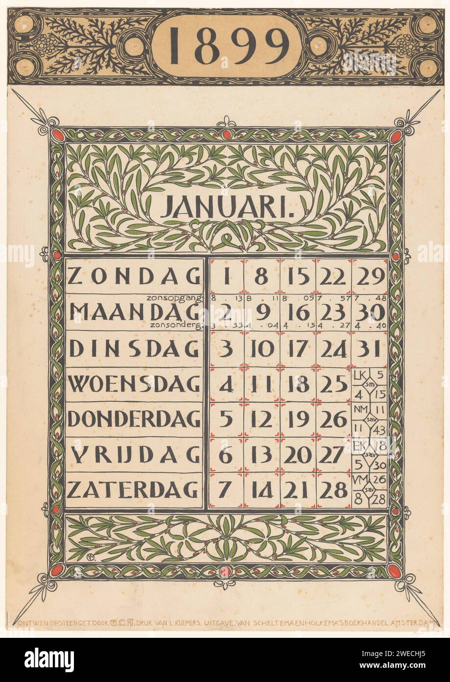 Calendar magazine for January 1899, Gerrit Willem Dijsselhof, 1898 ...