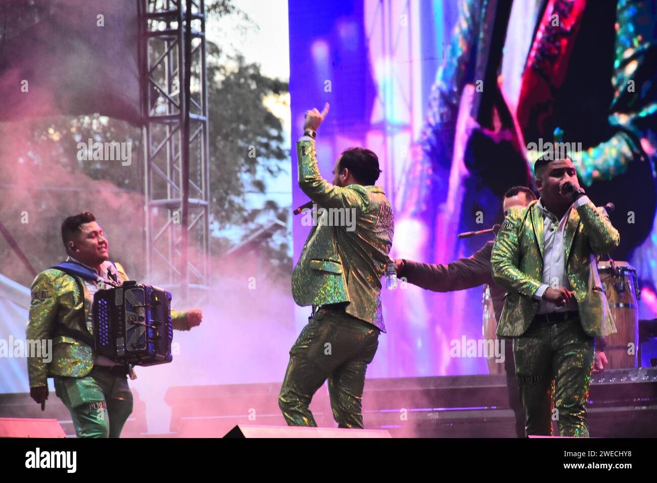LEON, MEXICO - JAN 24: (EDITORIAL USE ONLY) Mexican band Nuevo Perfil ...