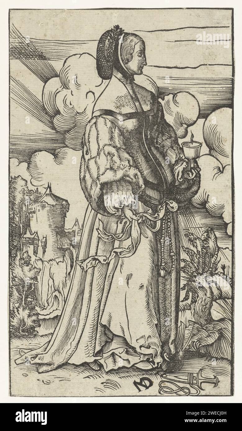 Wise Virgin with burning oil lamp in landscape, Niklaus Manuel Deutsch ...