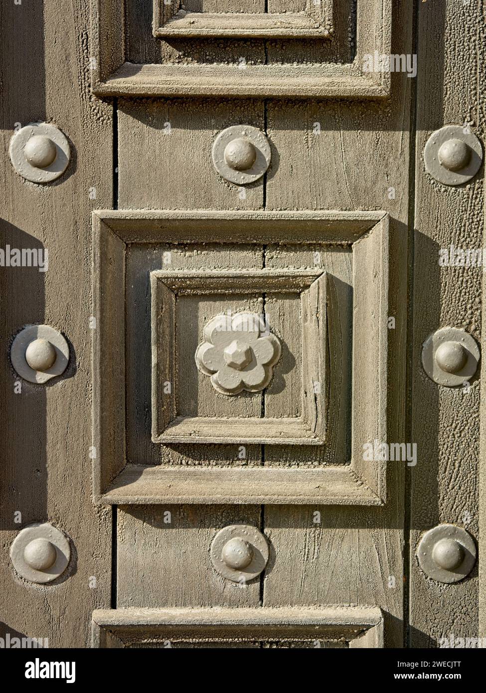 Decorative details of old wooden door at Castillo de San Marcos ...