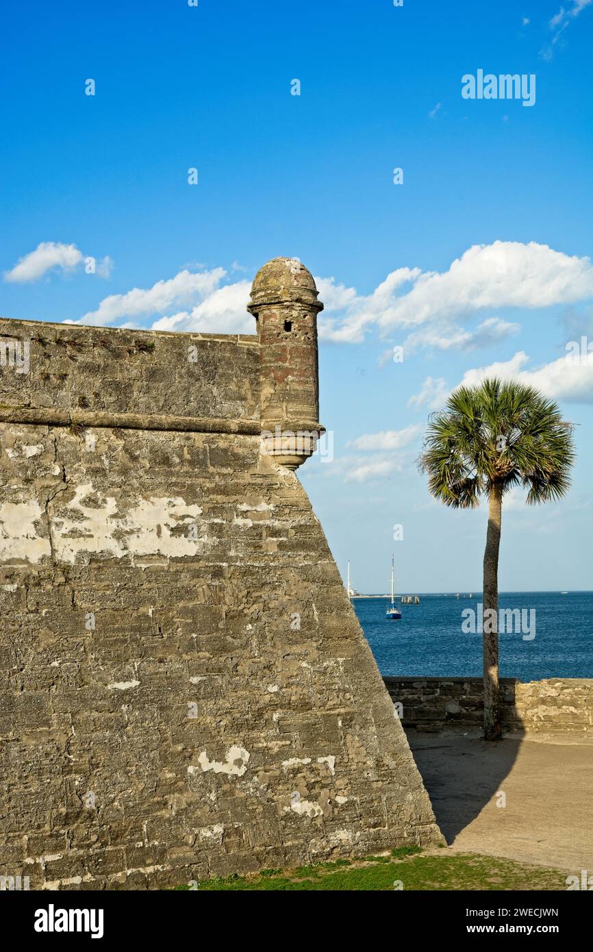 Sentry box at apex of bastion wall of Castillo de San Marcos ...