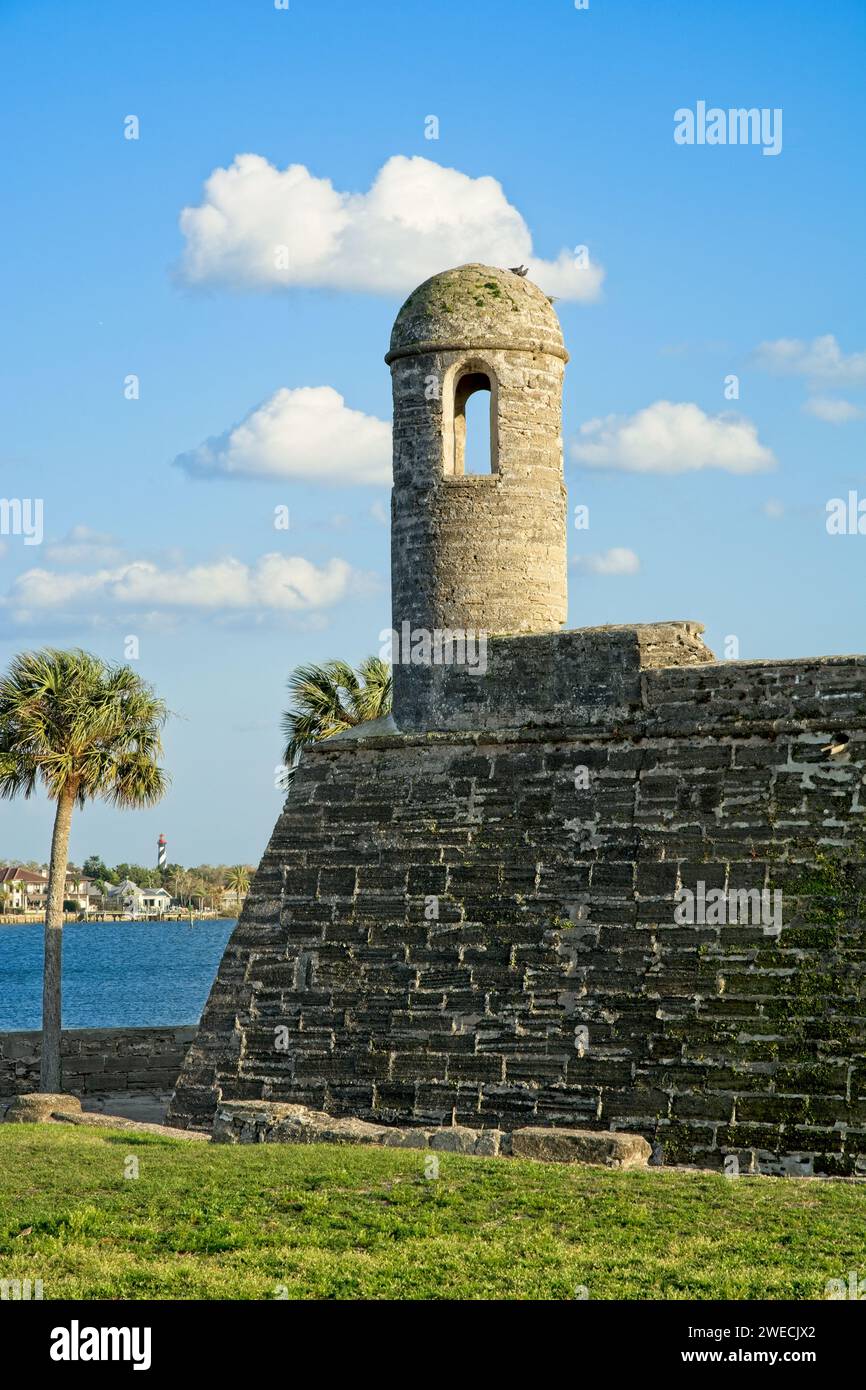 Castillo de San Marcos bell tower above bastion wall overlooking ...