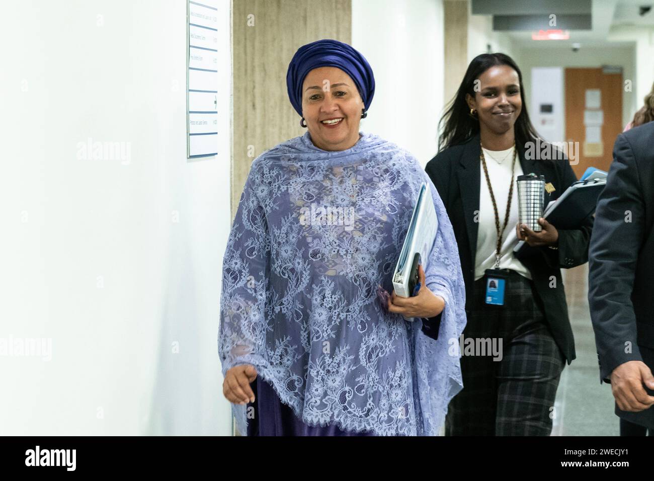 Deputy Secretary-General Amina J. Mohammed walks in hallway at UN ...