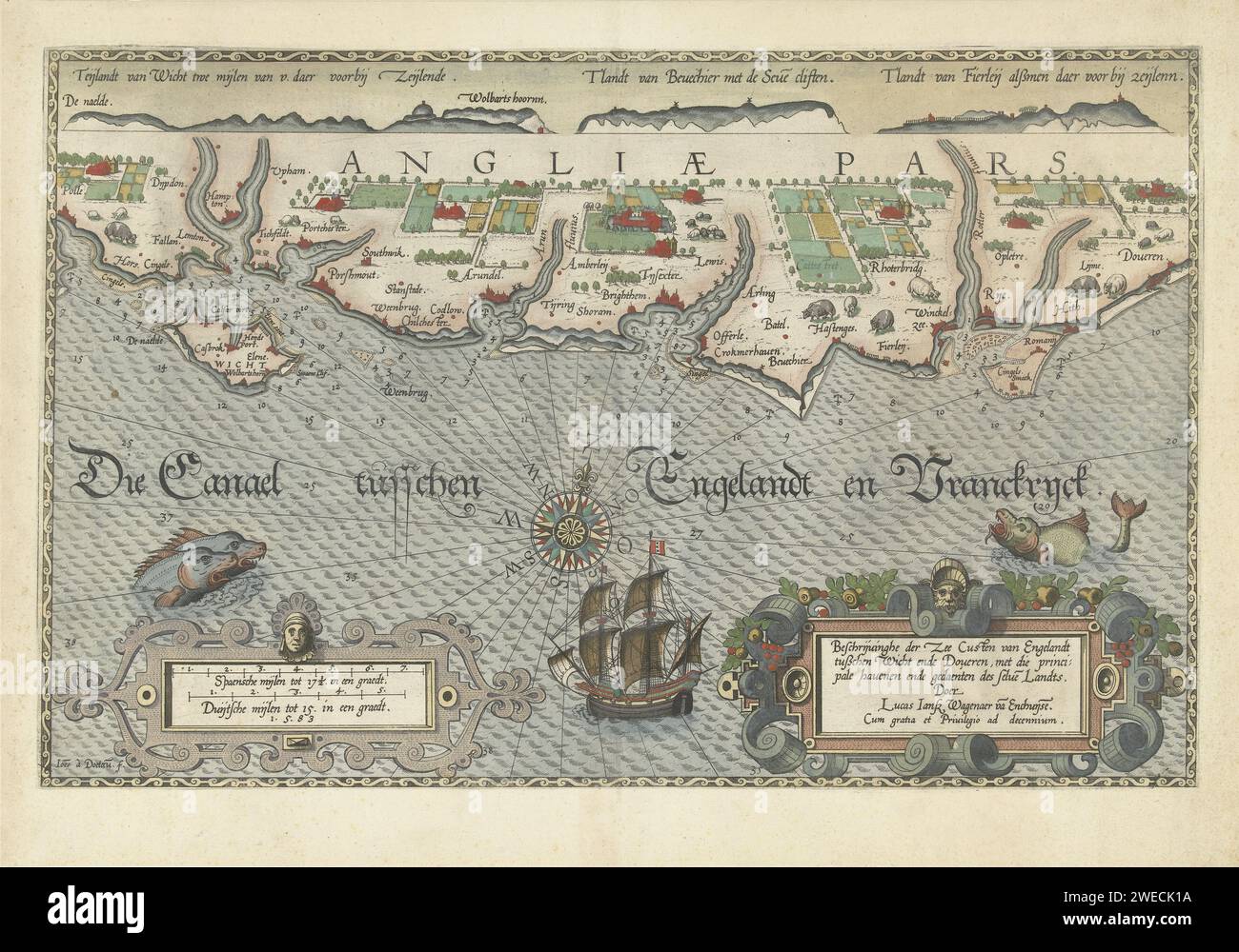 Map of the southern coast between the Isle of Wight and Dover, Joannes ...