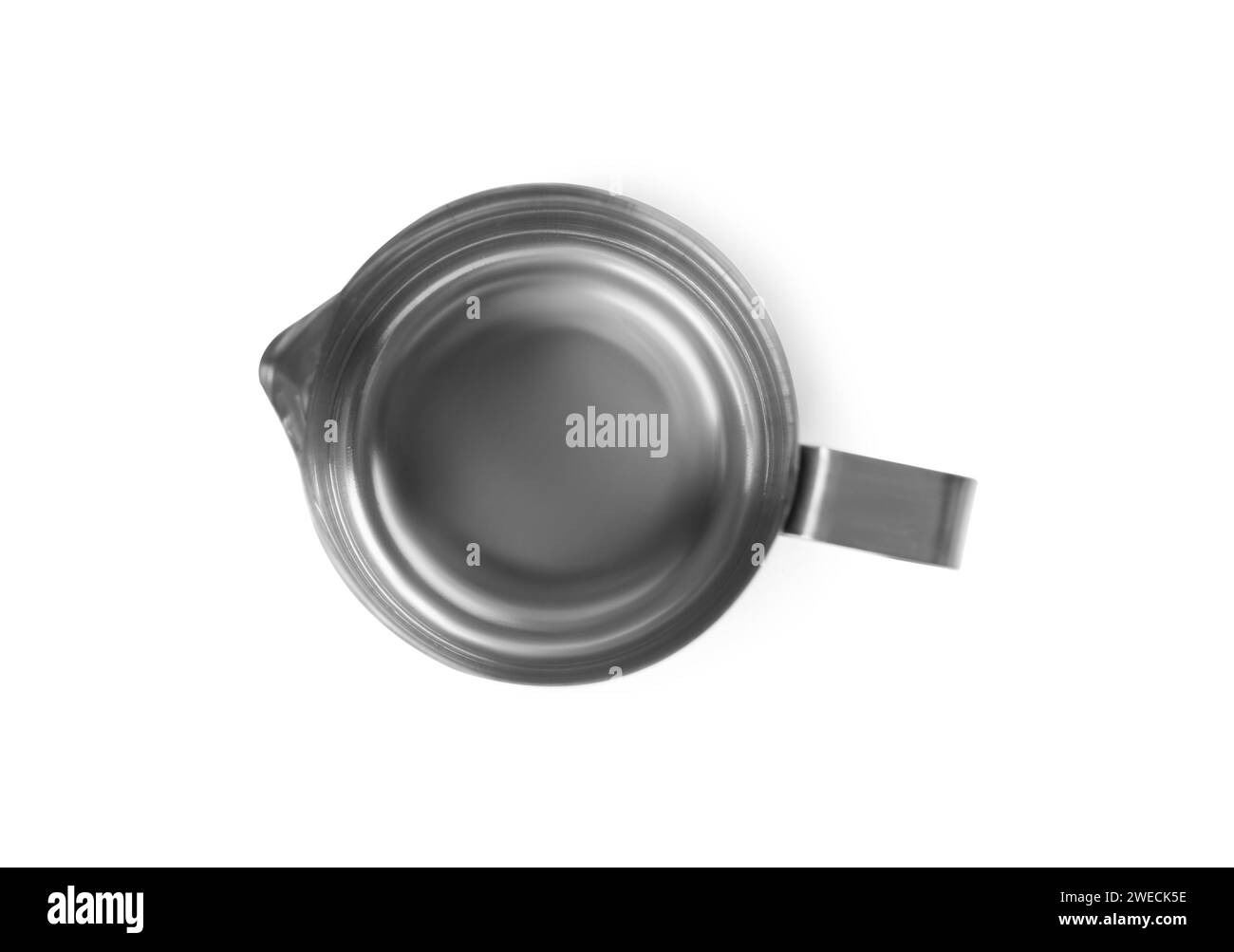 New metal jug isolated on white, top view. Cooking utensils Stock Photo ...