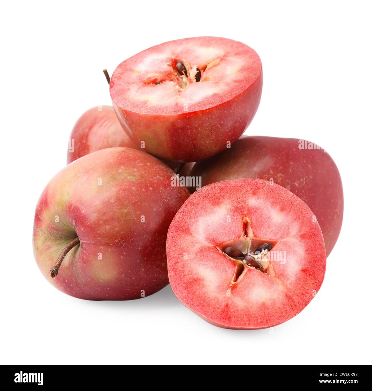 Tasty apples with red pulp isolated on white Stock Photo - Alamy
