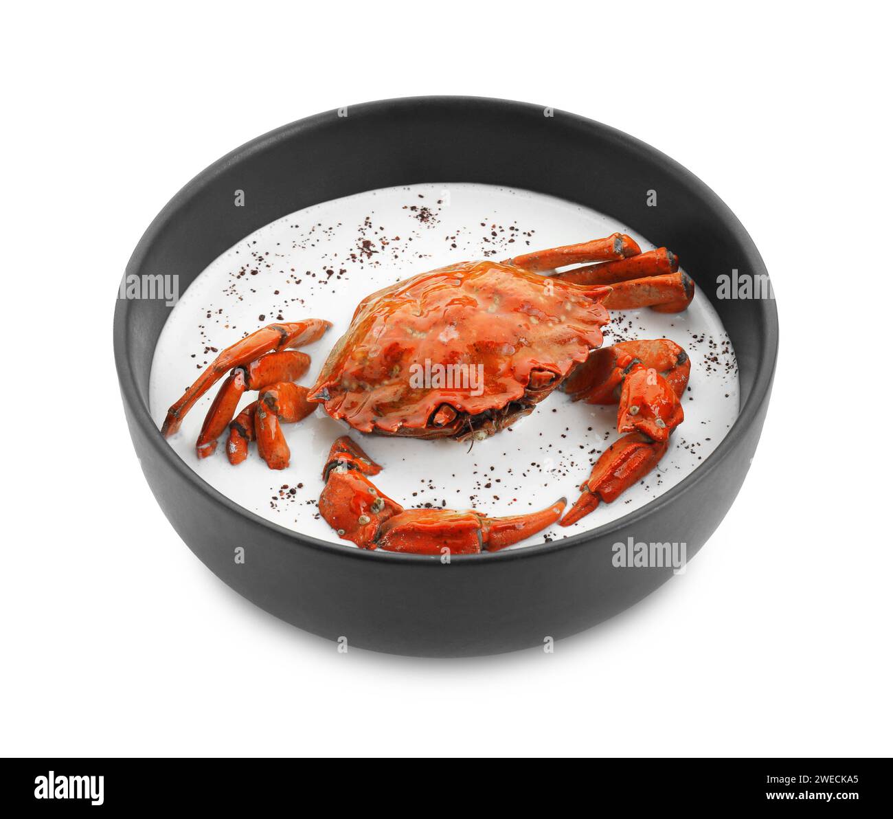 Delicious boiled crab with cream sauce in bowl isolated on white Stock Photo - Alamy