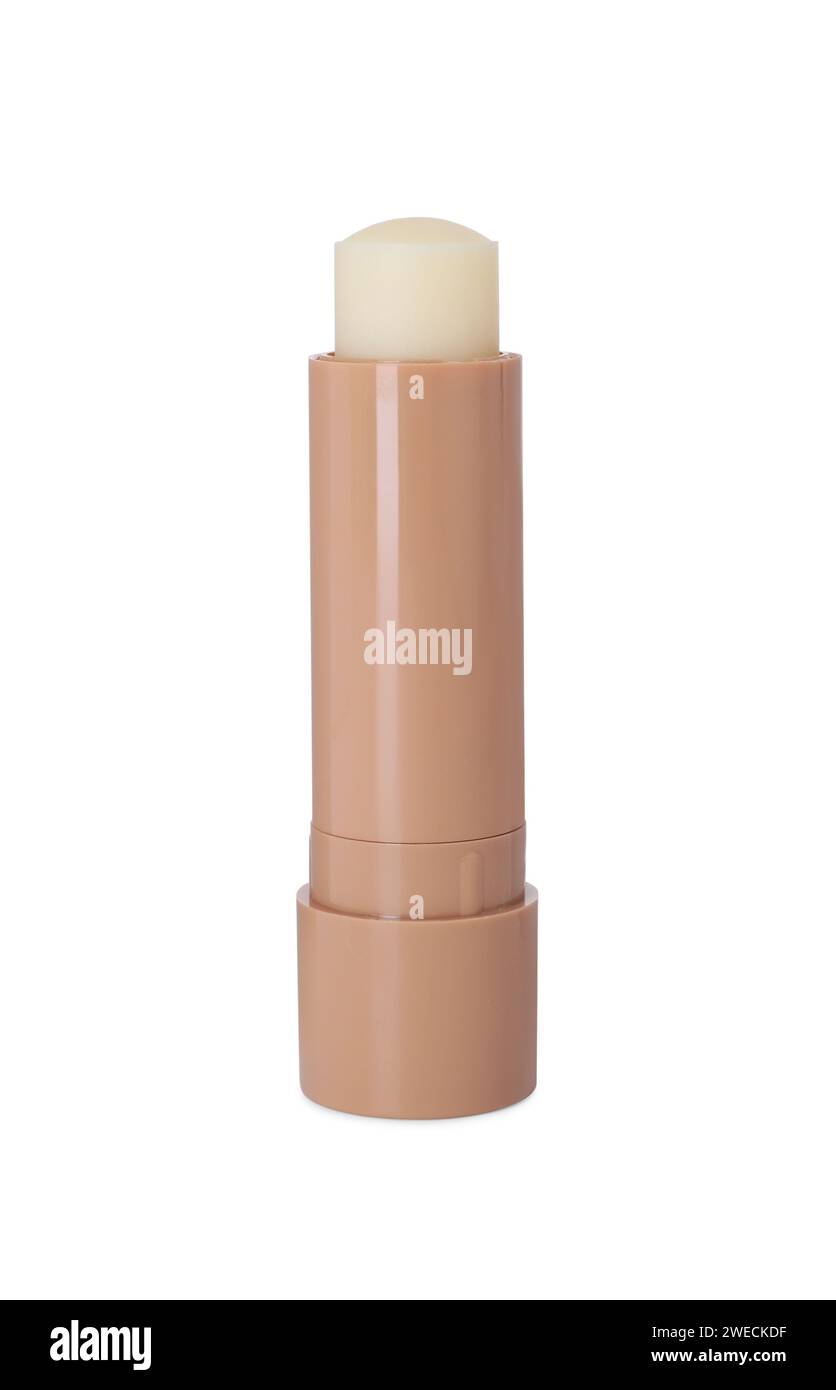 One lip balm isolated on white. Cosmetic product Stock Photo - Alamy