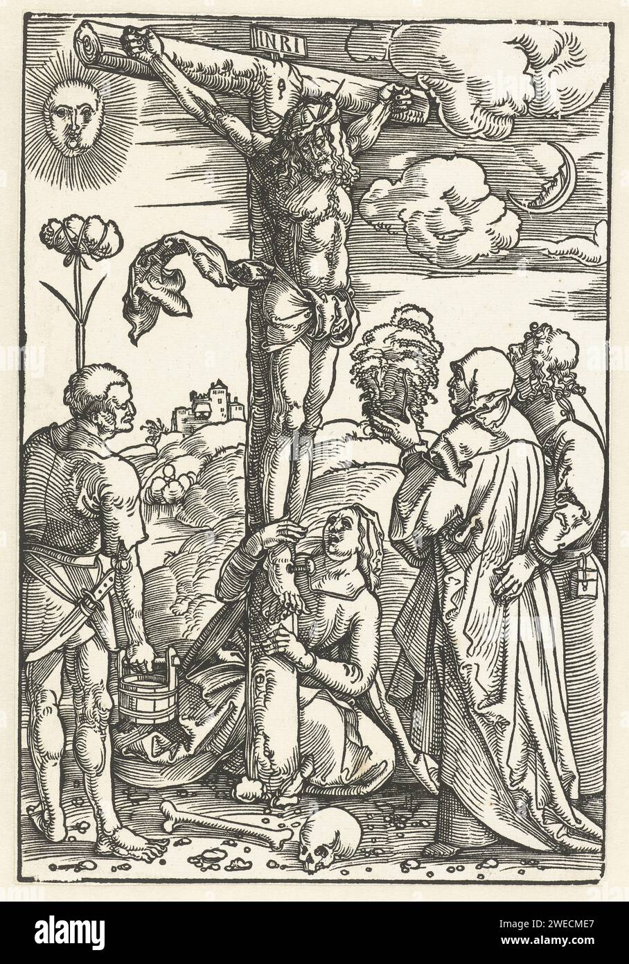Christ on the Cross, Hans Baldung Grien, 1505 - 1507 print Christ on the cross with mourning ...