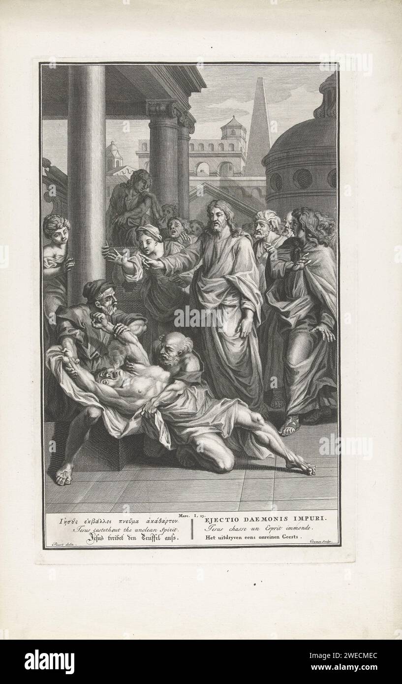 Christ heals a possessed man in the synagogue, Gilliam van der Gouwen, after Bernard Picart ...