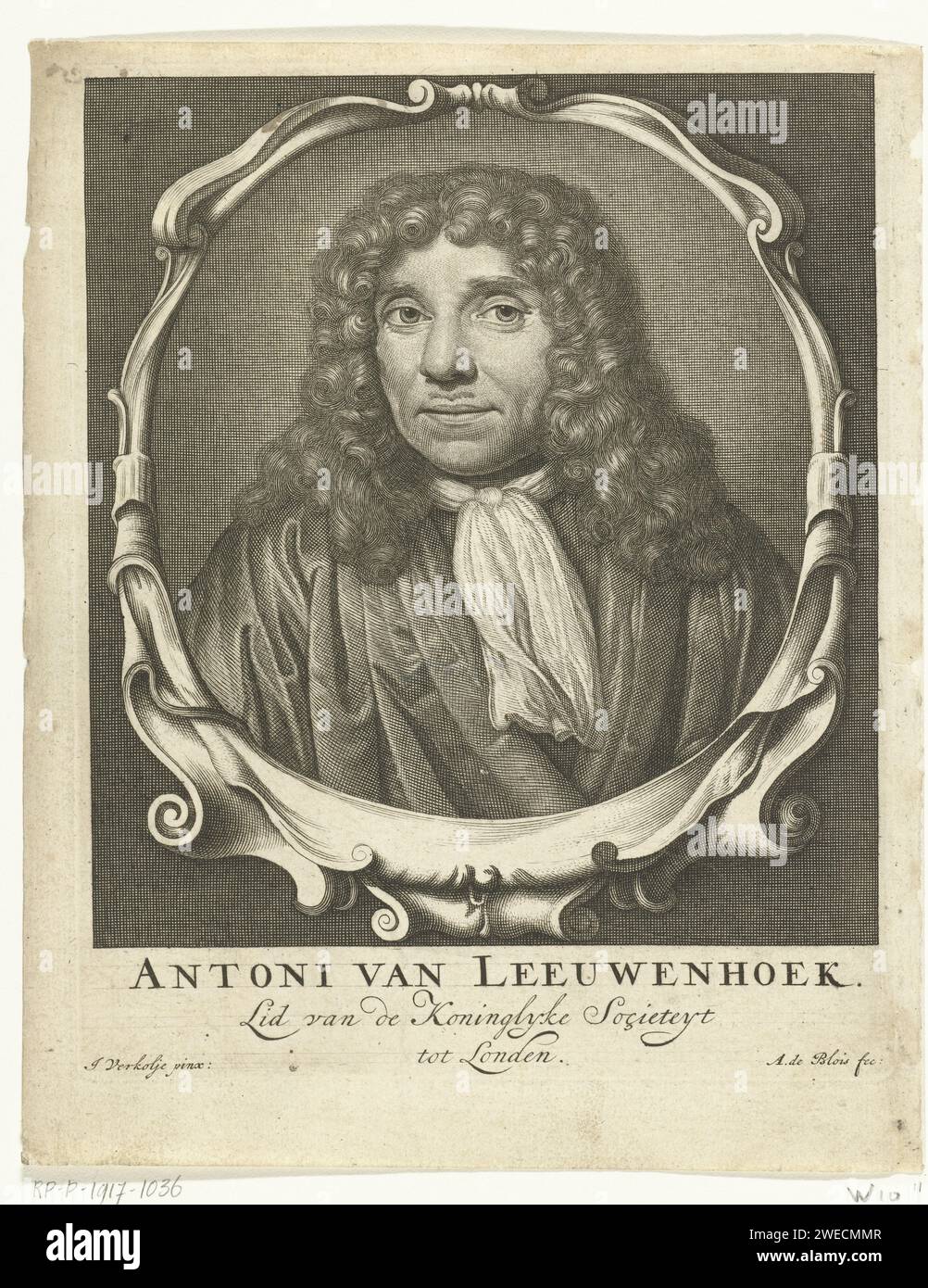 Portrait of Antonie van Leeuwenhoek, Abraham de Blois, after Jan ...
