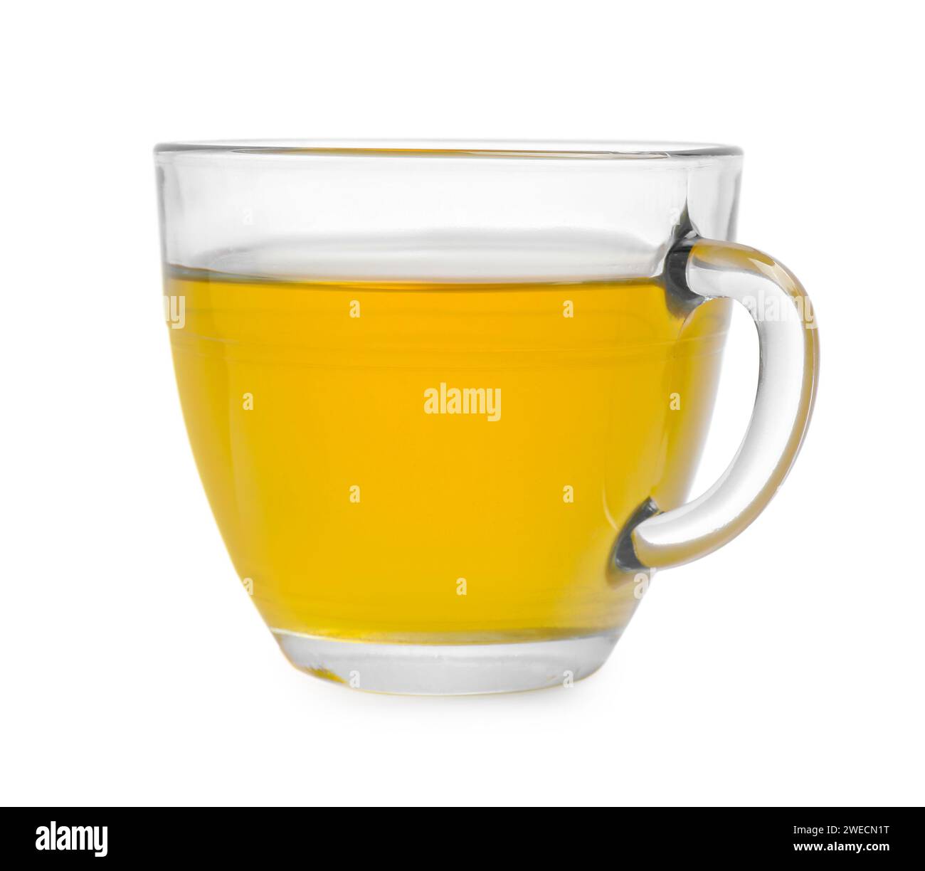 Fresh green tea in glass cup isolated on white Stock Photo - Alamy