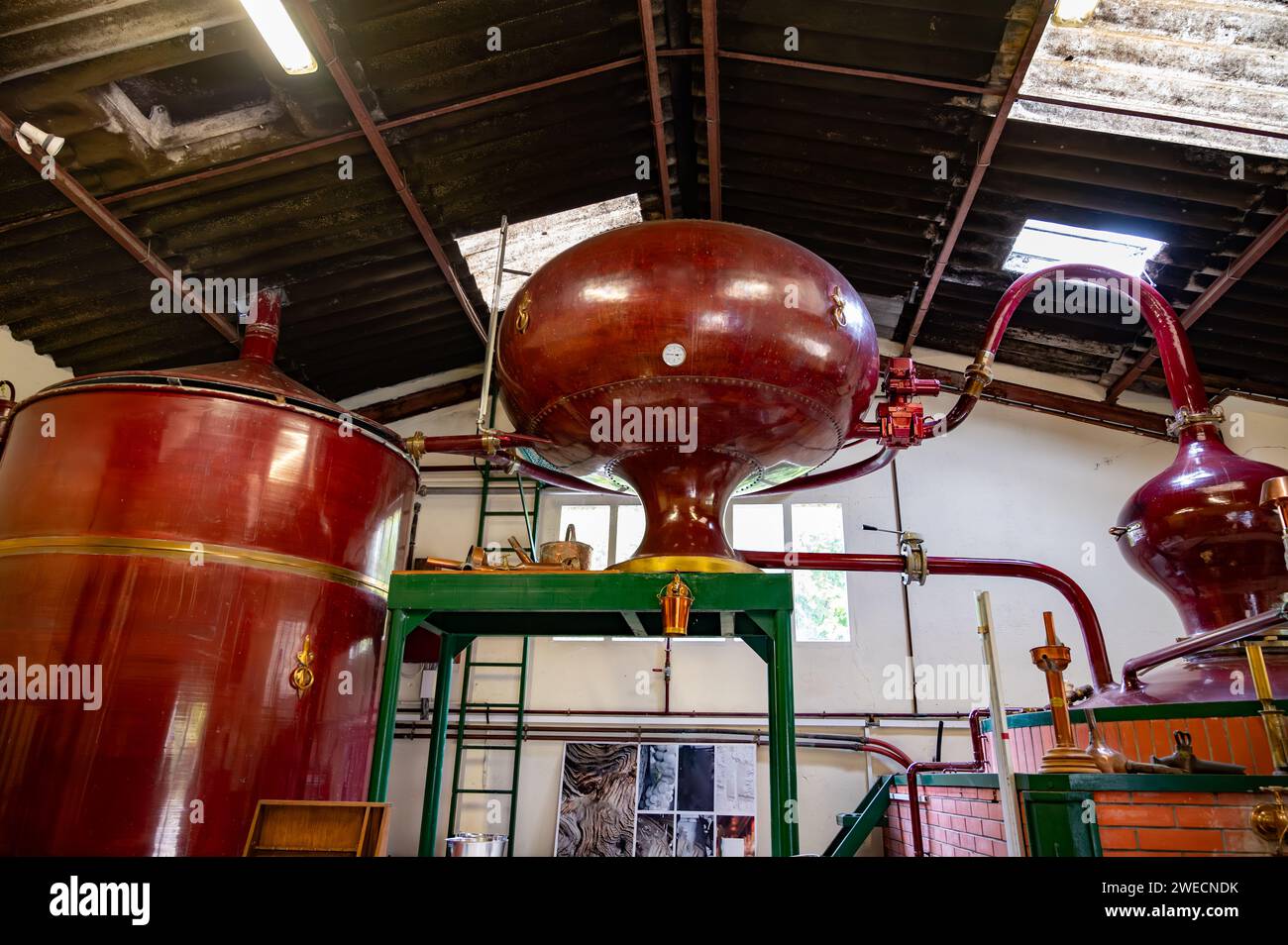 Double distillation process of cognac spirit in Charentias copper still ...