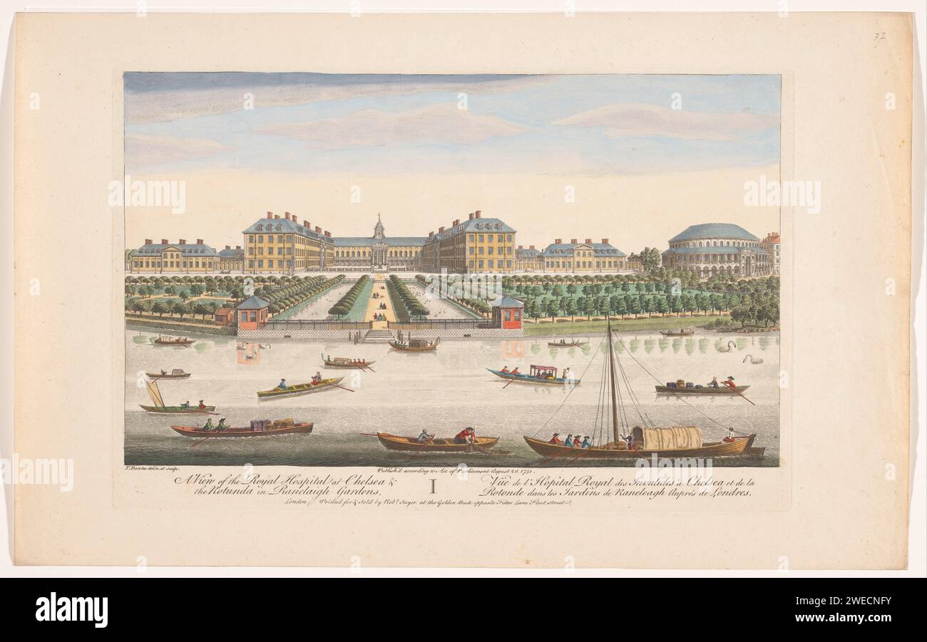 View of the Royal Hospital Chelsea and the Rotunda in Ranelagh Gardens ...