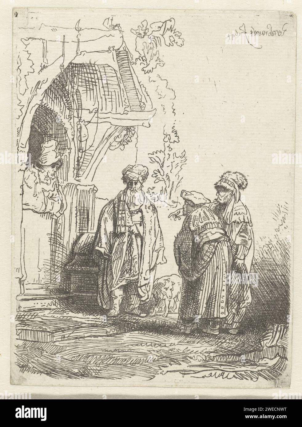 Three Oriental Figures (Jacob and Laban?), Anonymous, After Rembrandt ...