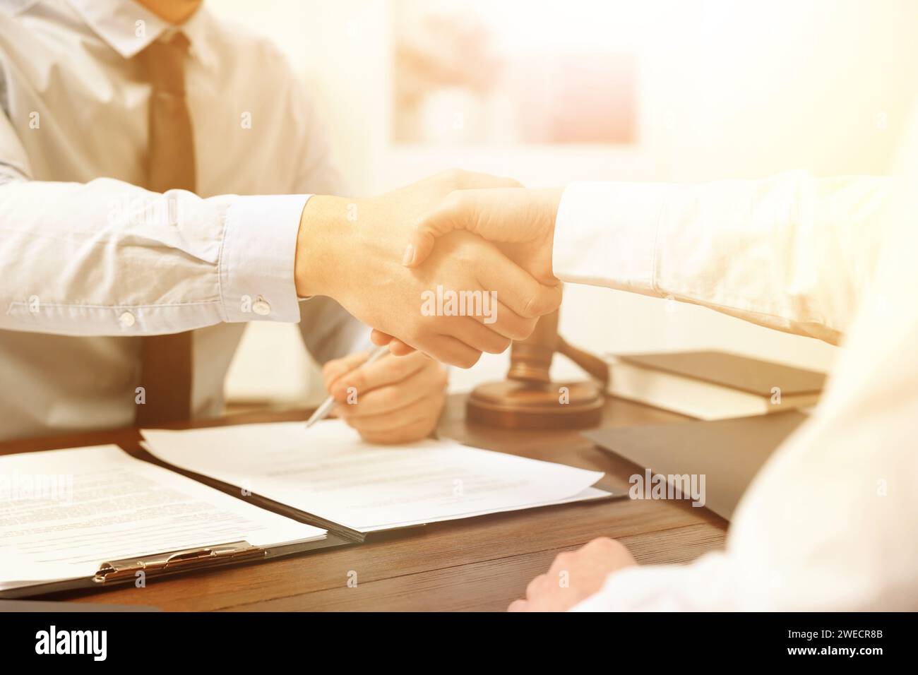 Judge lawyer shaking hands in hi-res stock photography and images - Alamy