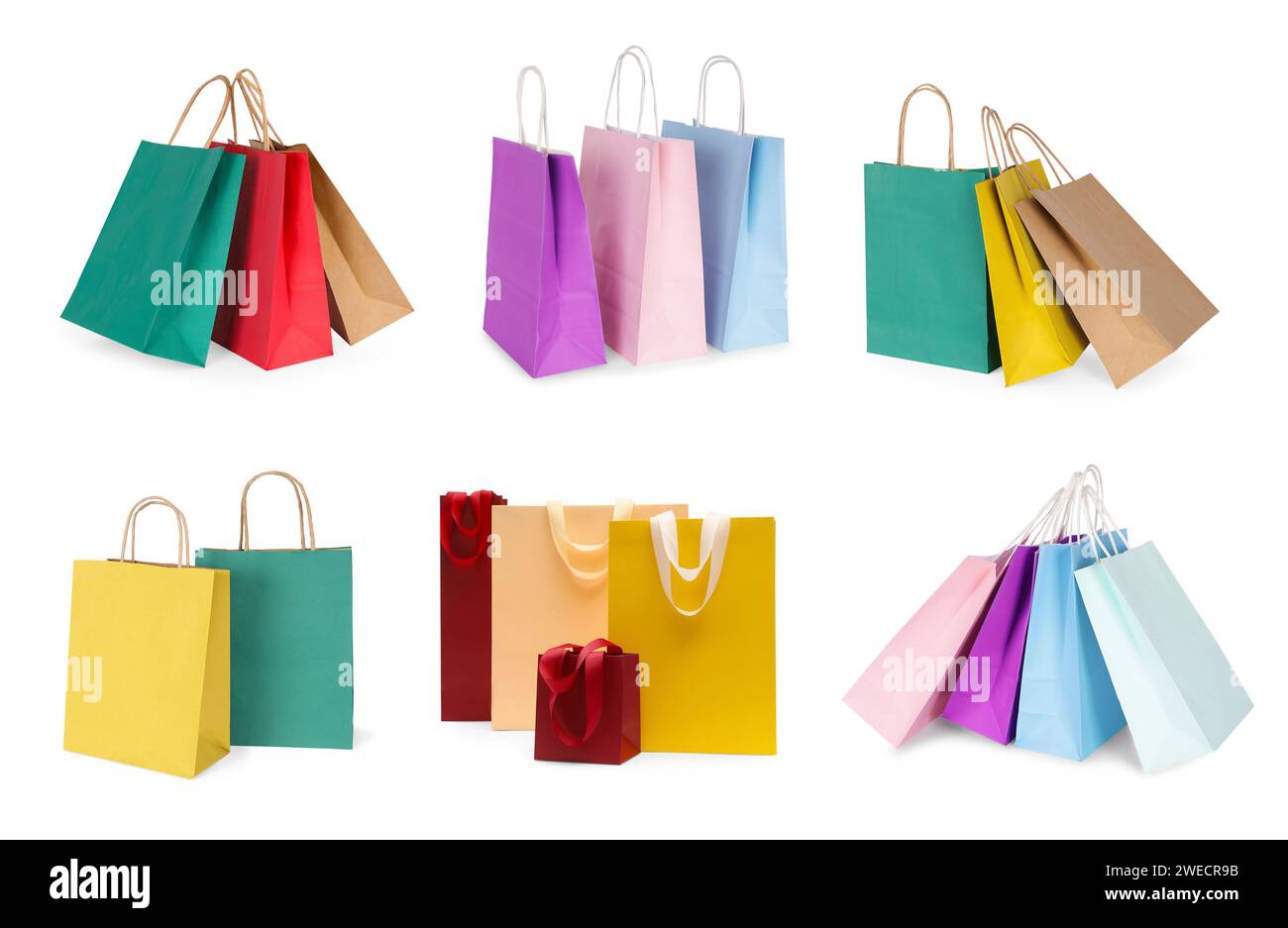 Colorful shopping bags isolated on white, set Stock Photo - Alamy
