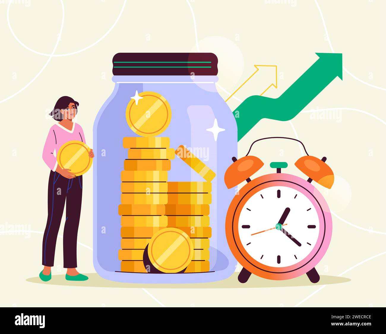 Woman with long term investment vector concept Stock Vector Image & Art ...