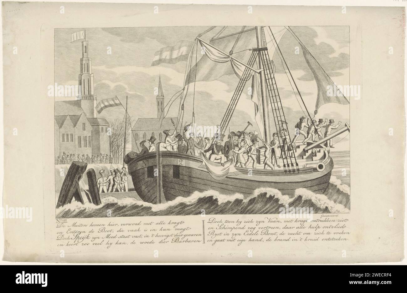 Trusting the Dutch flag, 1831, Anonymous, 1831 print Jan van Speijk's ...