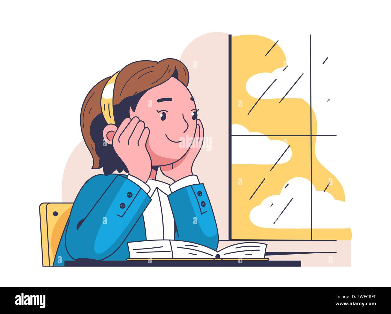 Back view girl school Cut Out Stock Images & Pictures - Alamy