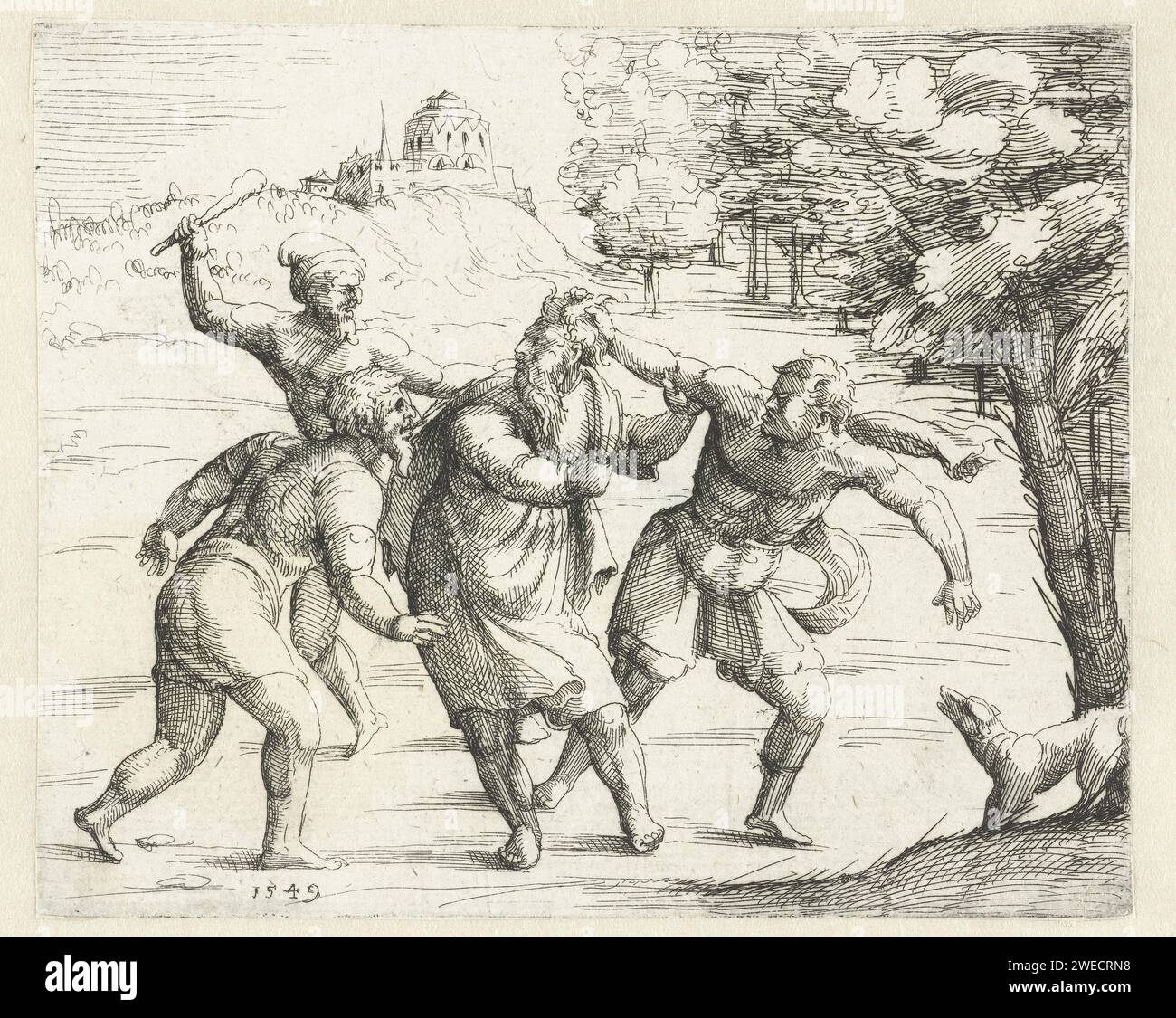 Christ turns his back to a torture, Augustin Hirschvogel, 1549 print ...