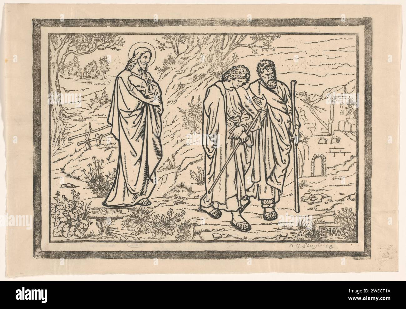 Emmaüsgangers, Gijsbertus Antonius Sluijters, 1857 - 1927 print Kleopas ...