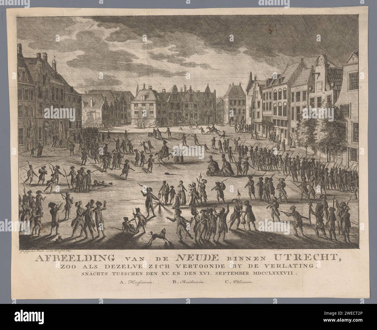 Patriots leave De Neude in Utrecht, 1787, Johannes Jelgerhuis, 1789 ...