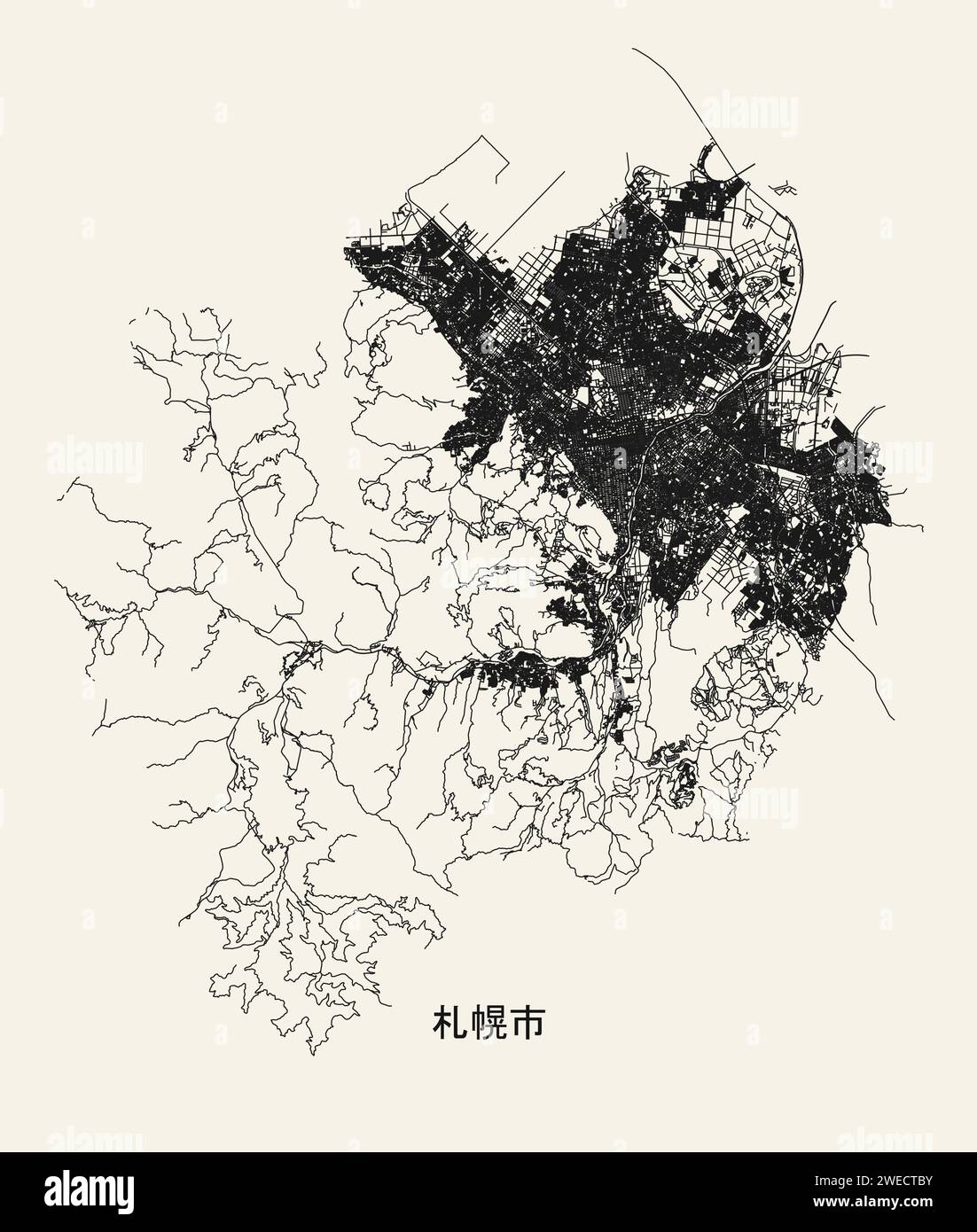 City road map of Sapporo, Hokkaido, Japan Stock Vector Image & Art - Alamy
