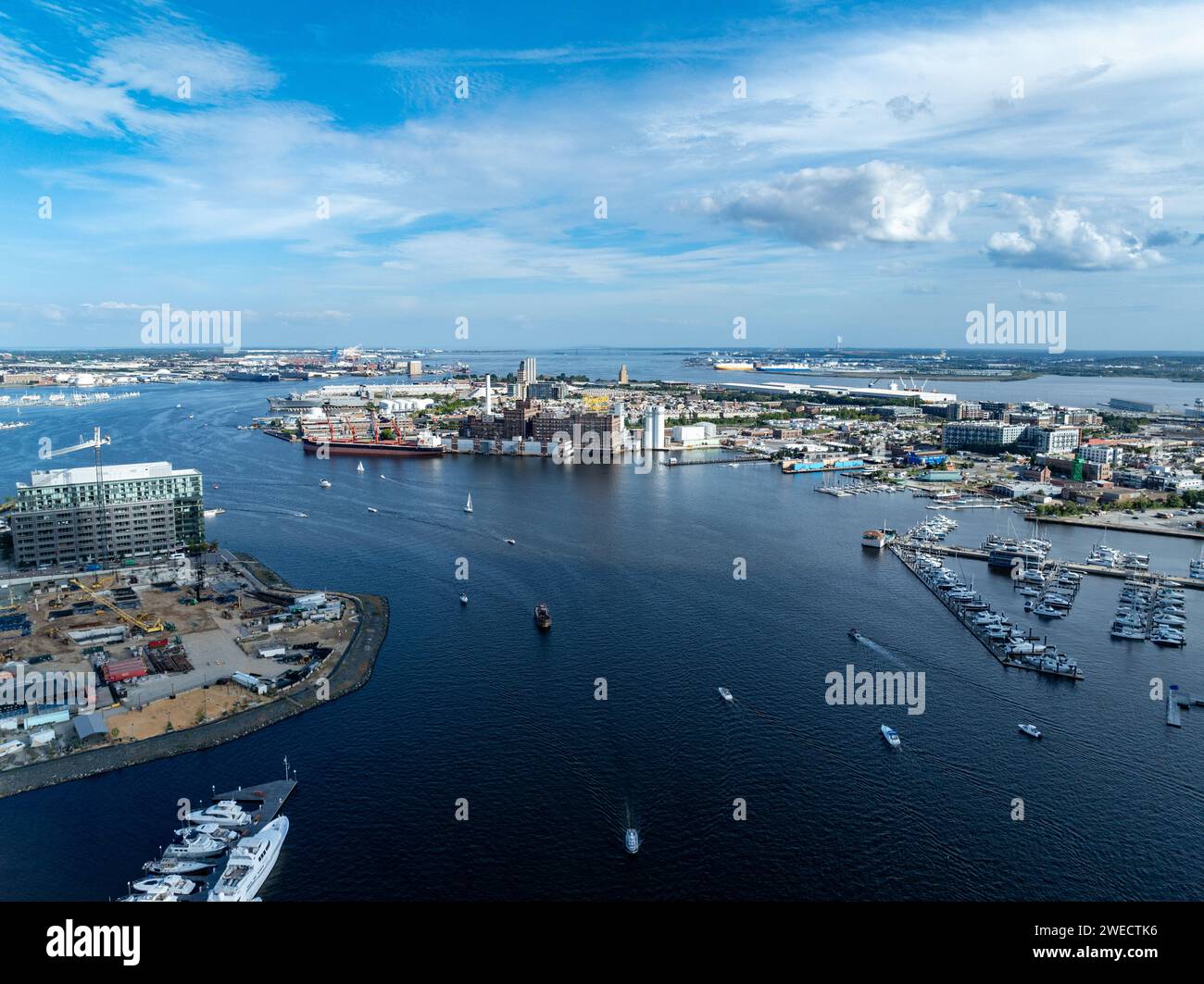 Baltimore, Maryland - Sept 10, 2022: Aerial view of Domino Sugars along ...