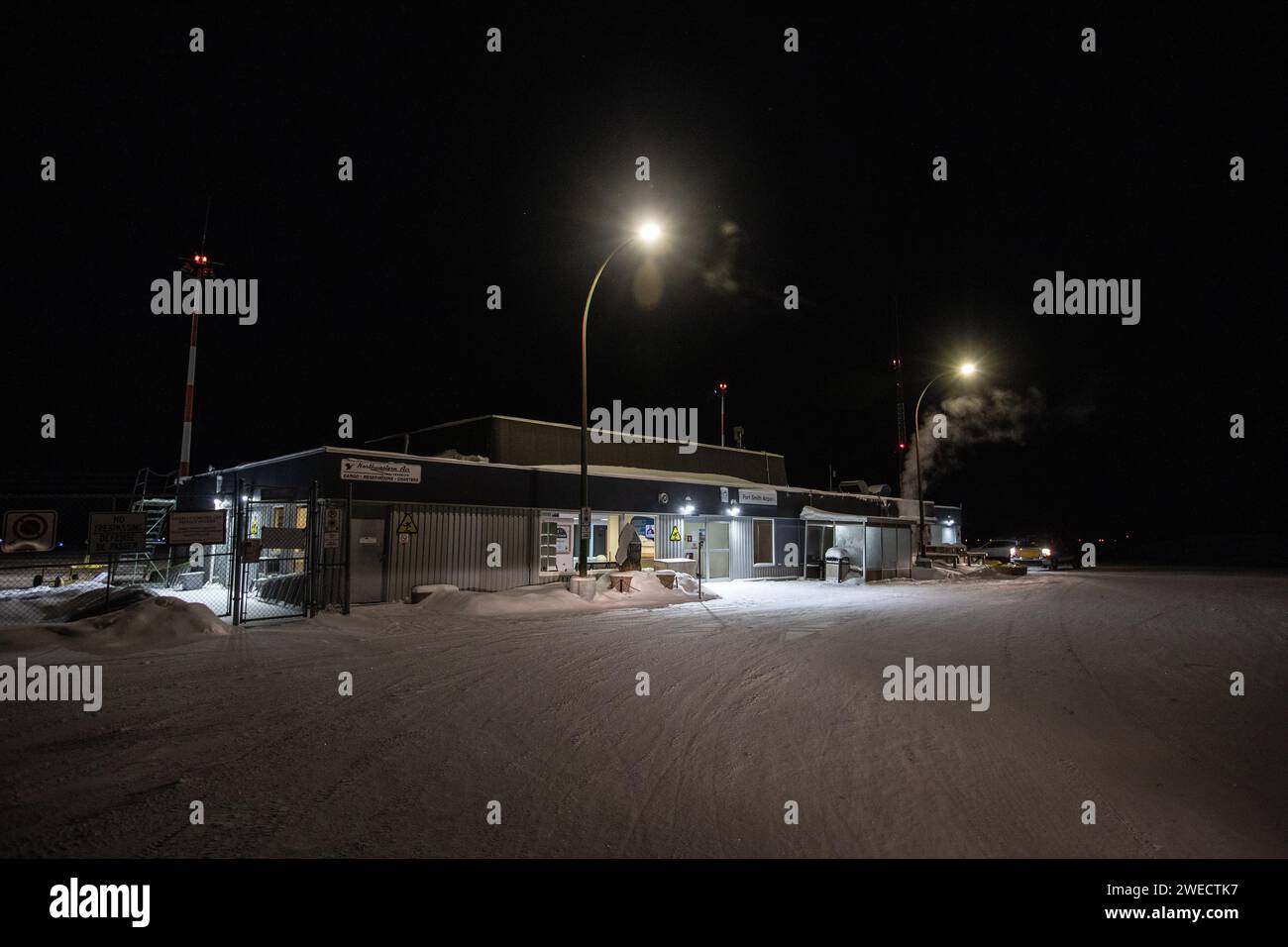 Fort Smith, Canada. 24th Jan, 2024. The airport where six people were ...