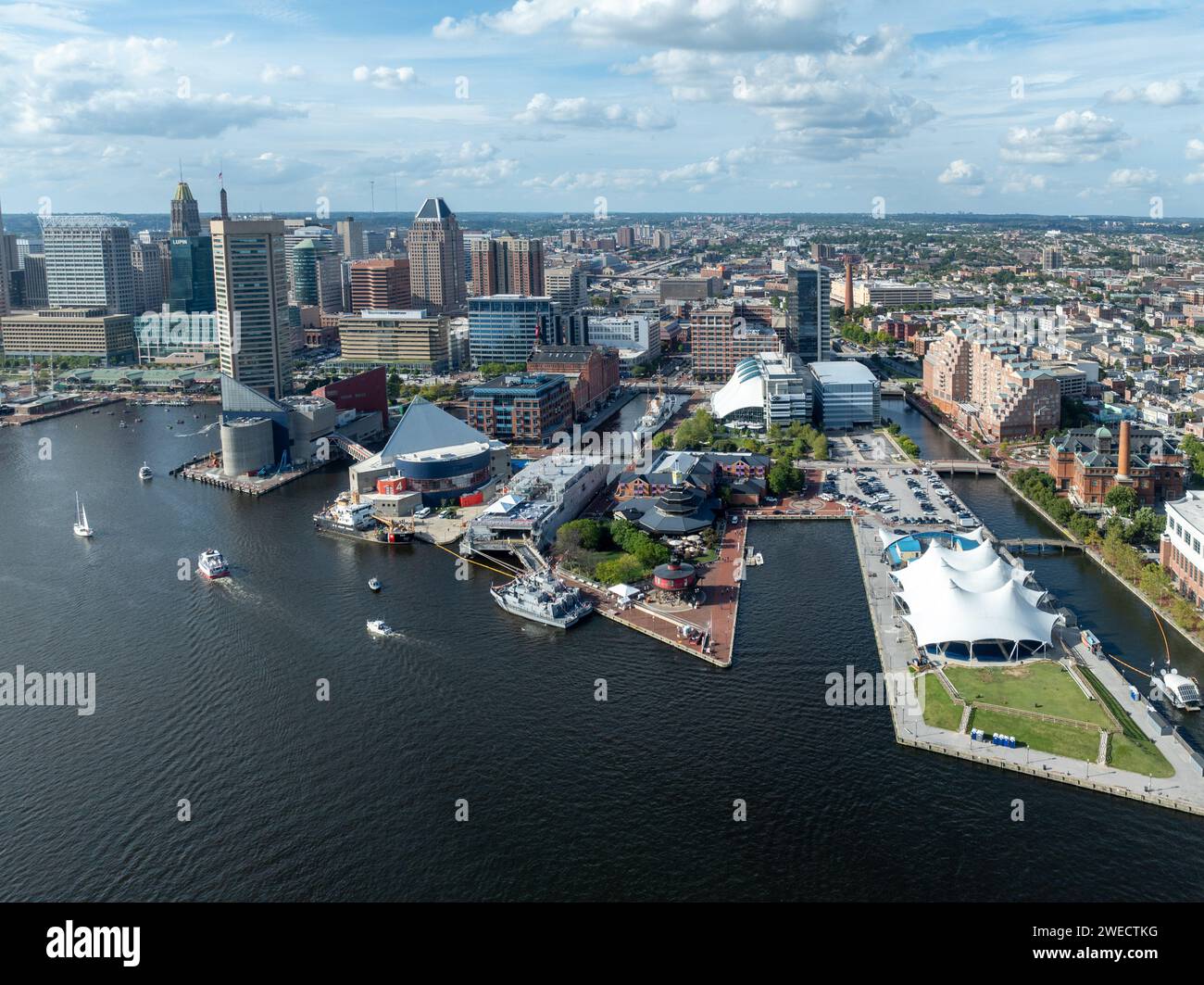Baltimore, Maryland - Sept 10, 2022: Aerial view of the Baltimore Inner ...