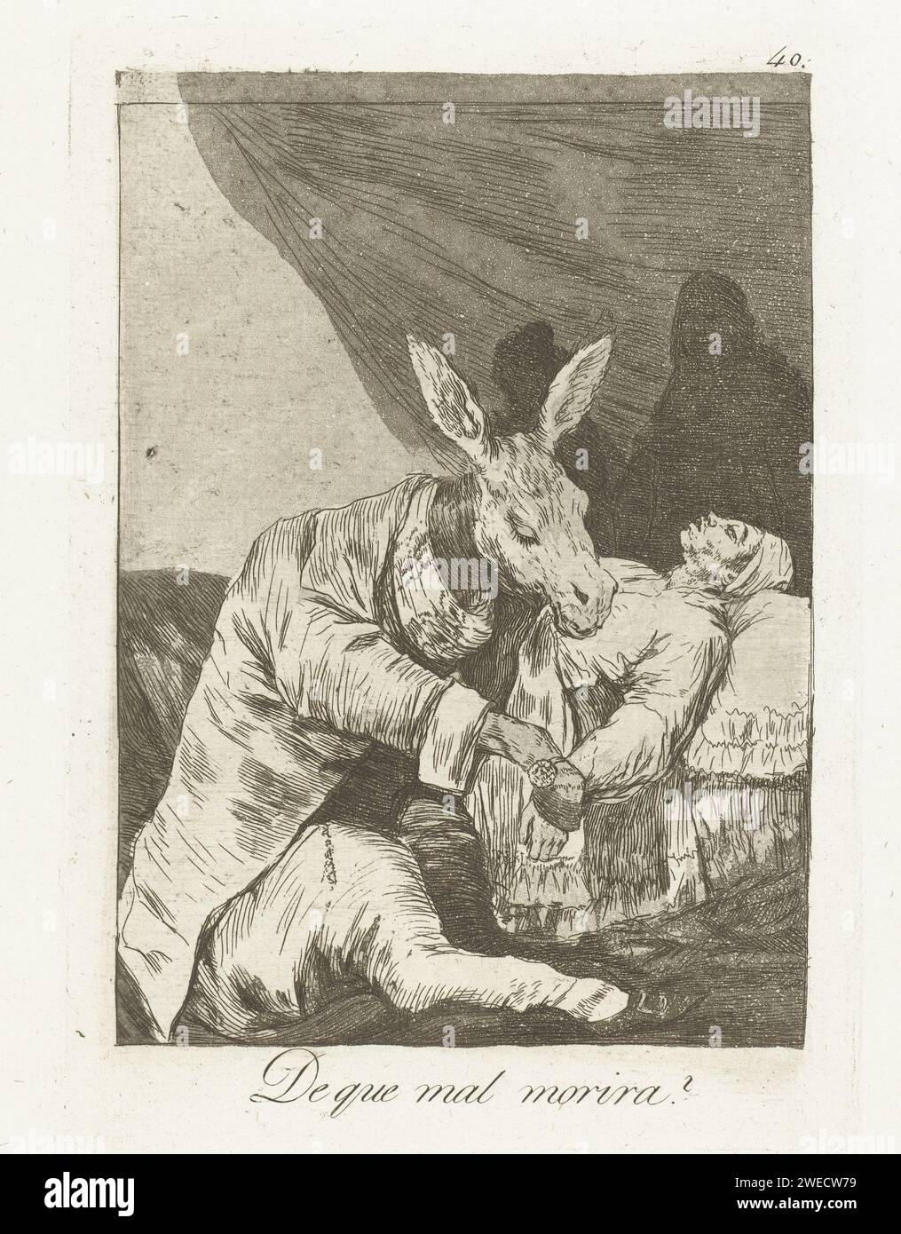 What will he die from?, Francisco de Goya, 1797 - 1799 print A donkey ...