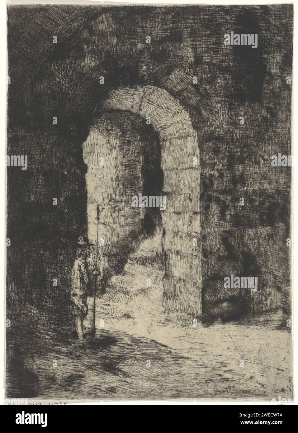 Vault with guard, Alexander Schaepkens, 1831 - 1904 print paper ...