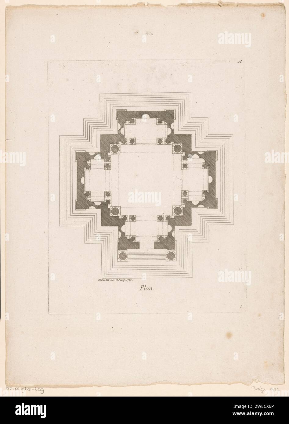 Map of a burial chapel, A. Duval, 1775 print Map of a burial chapel ...