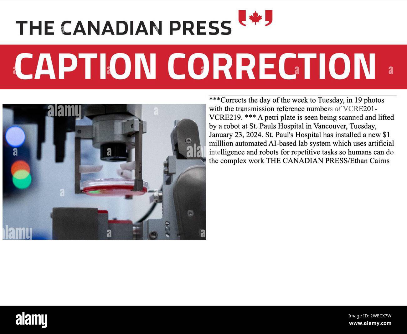 Vancouver, Canada. 24th Jan, 2024. ***Corrects the day of the week to ...