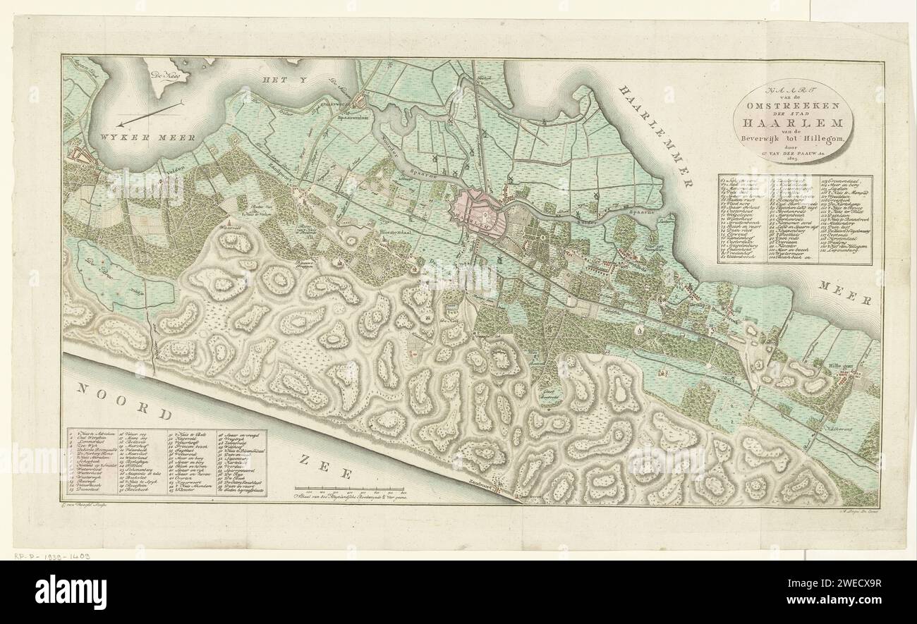 Map of Haarlem and surroundings, Cornelis van Baarsel, 1805 print Map ...