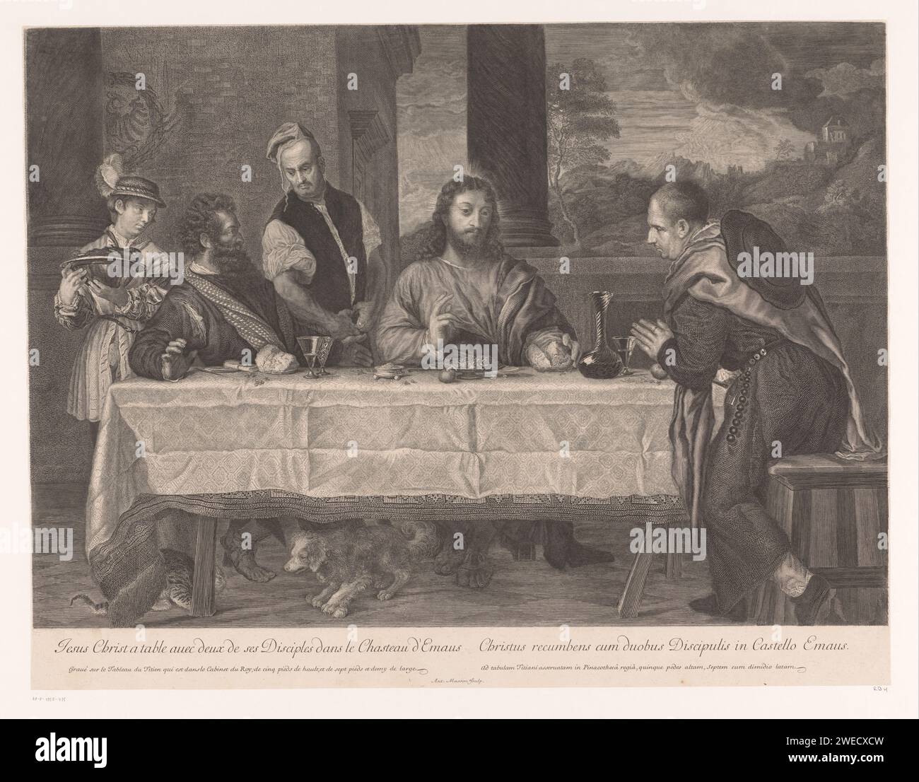 Meal in Emmaus, Antoine Masson, 1646 - 1700 print paper etching ...