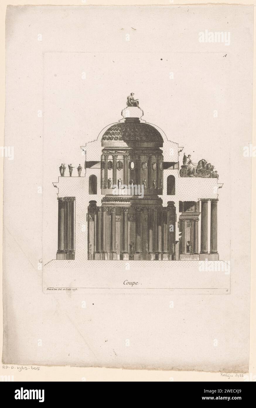 Cross -section of a temple, A. Duval, 1775 print Cross -section of a ...