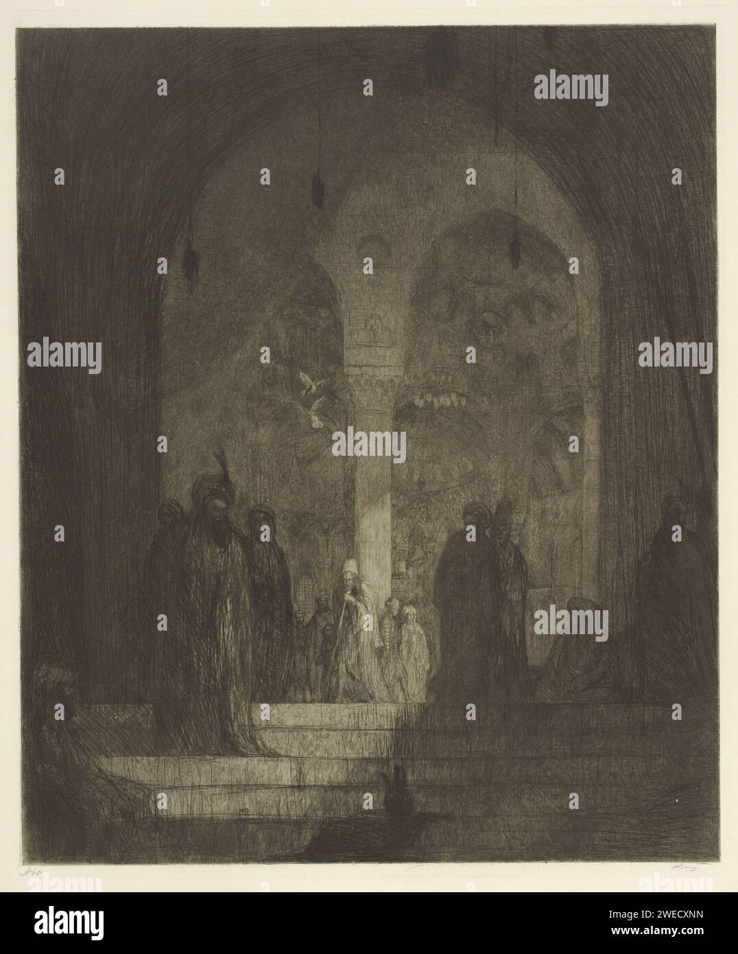 Standing and sitting figures in the porch of a mosque, Marius Bauer ...