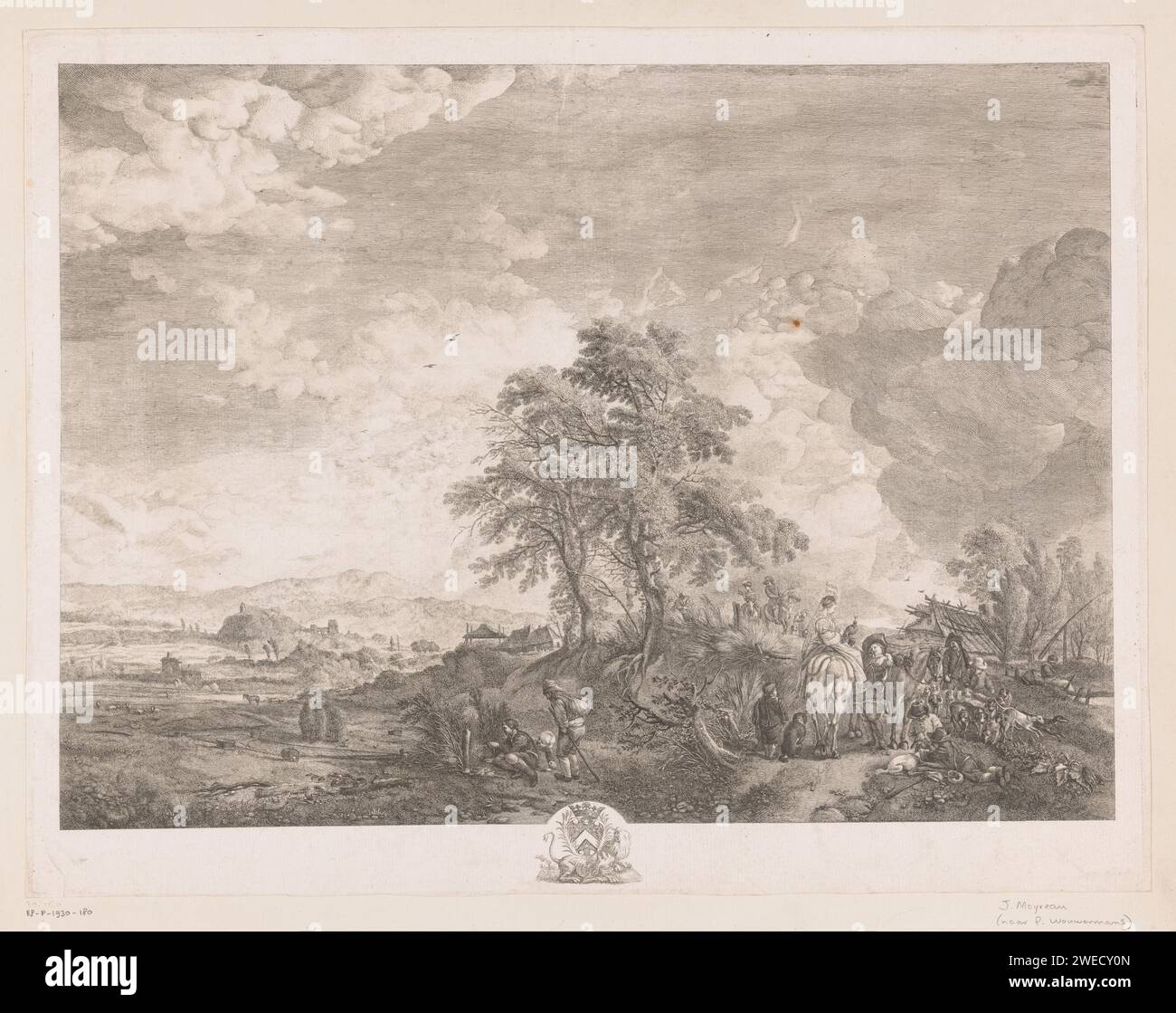 Falcon hunters and bird catchers, Jean Moyreau, After Philips Wouwerman ...