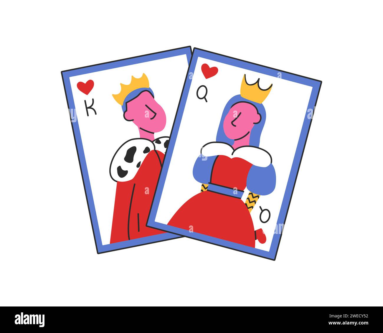 Playing card with king and queen in a flat style. Valentine's day ...