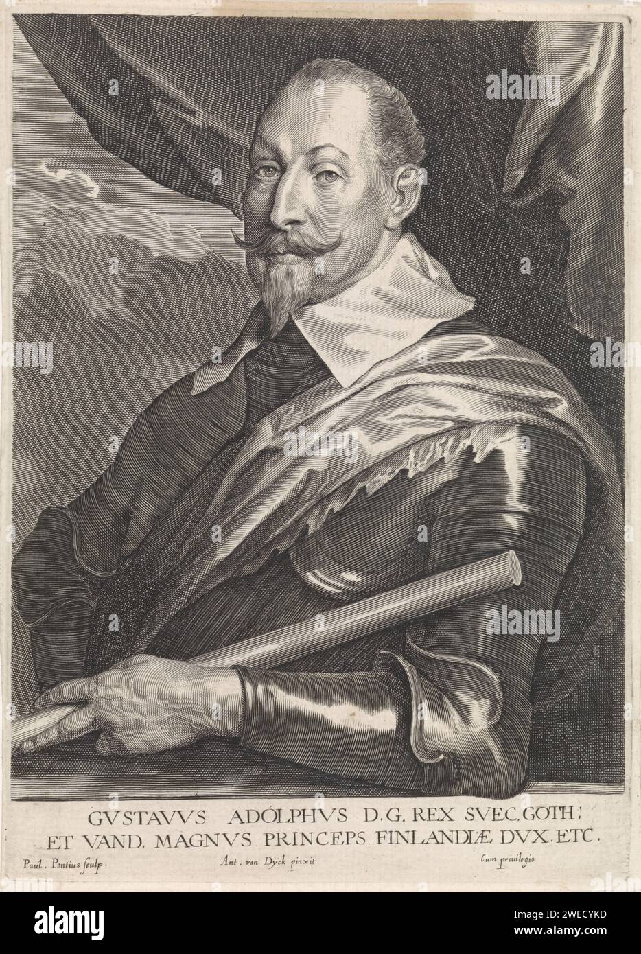 Portrait of Gustaaf II Adolf, King of Sweden, Paulus Pontius, After ...