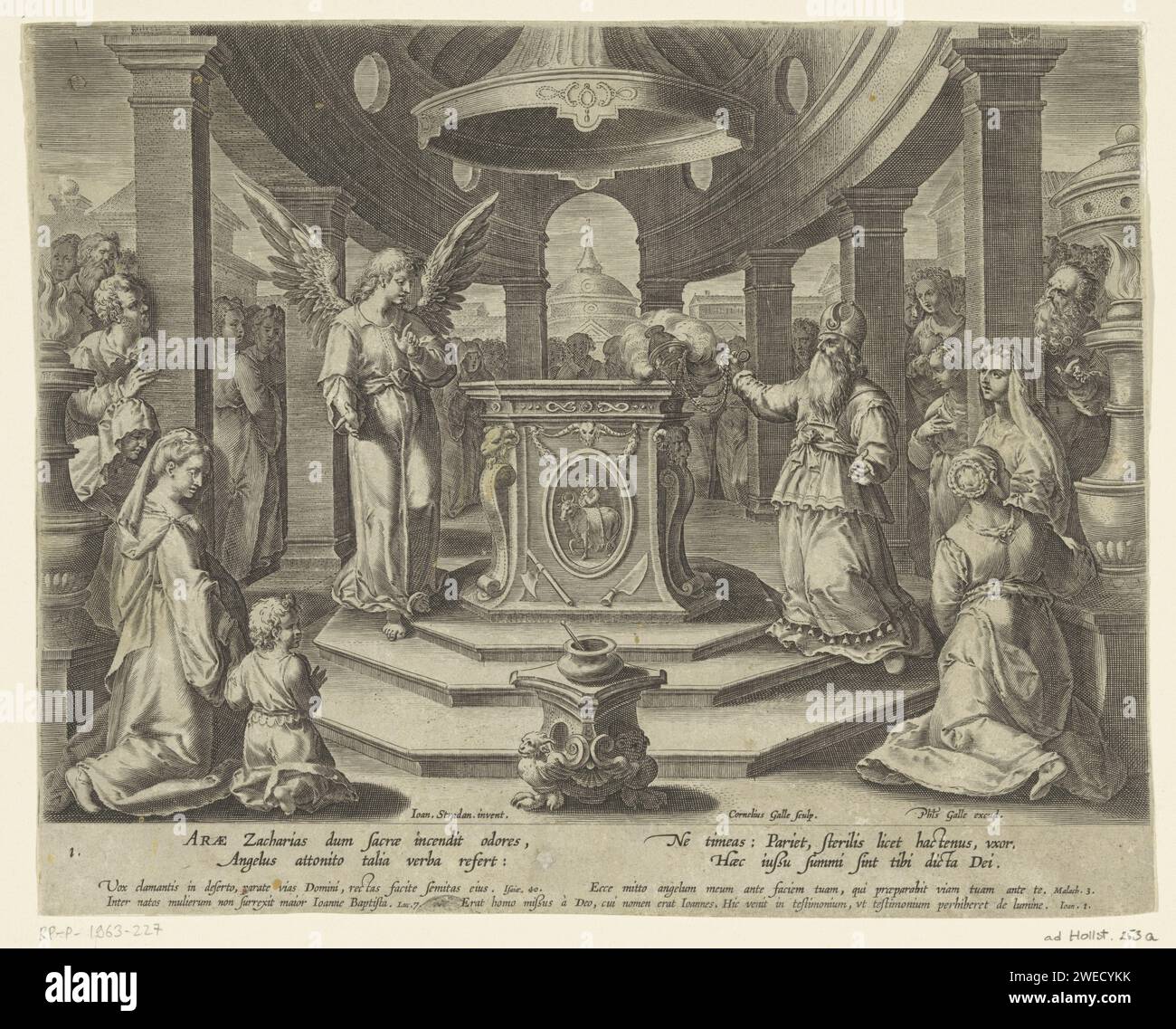 The sacrifice of Zacharias, Cornelis Galle (I), after Jan van der ...