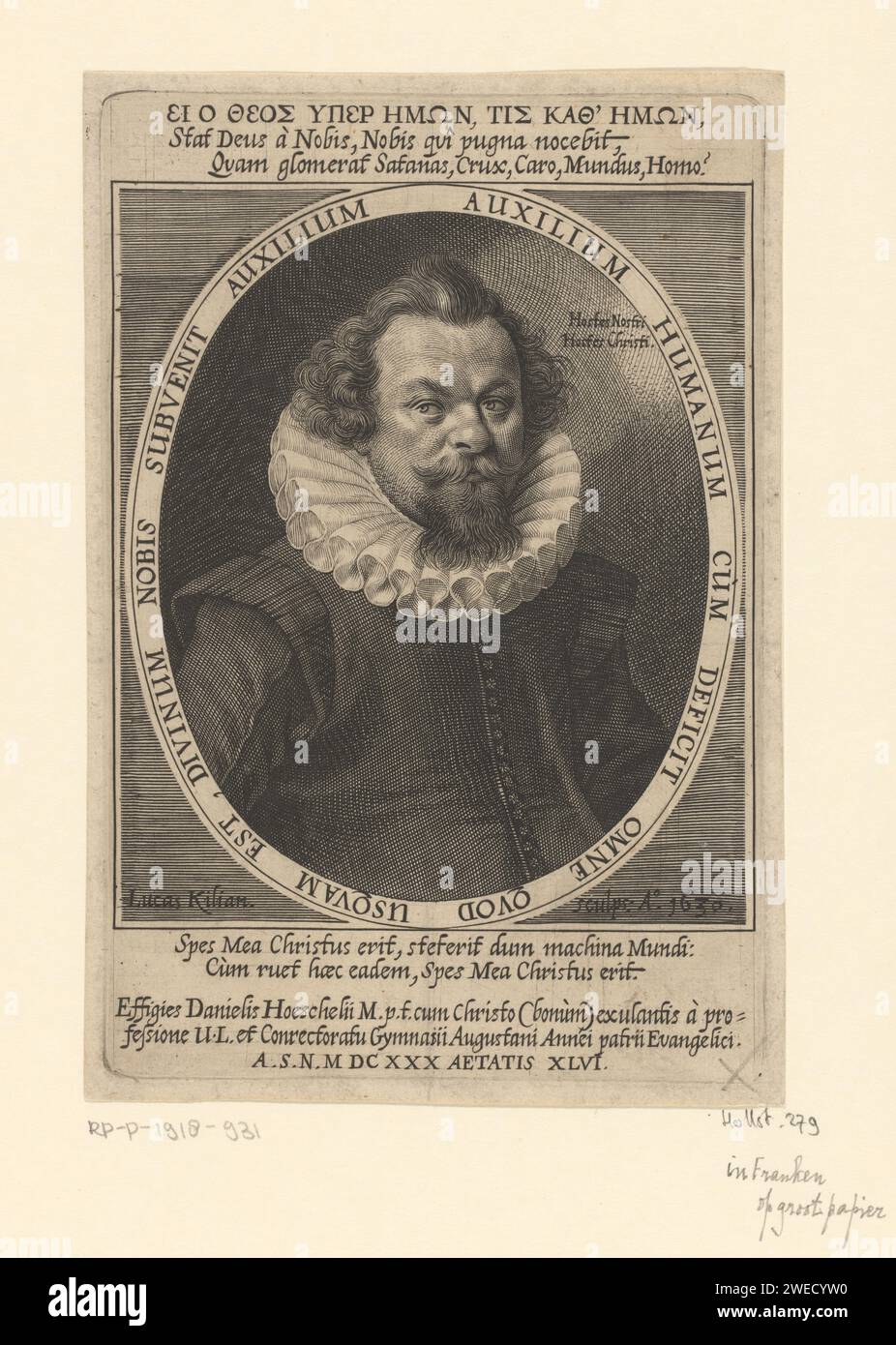 Portrait of Daniel Höschel at the age of 46, Lucas Kilian, 1630 print ...