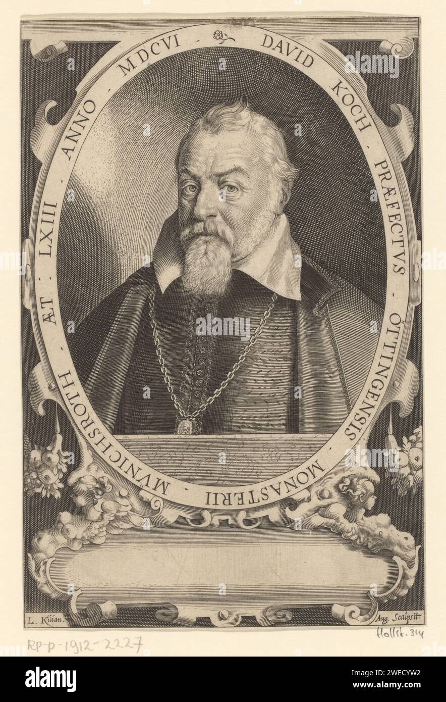Portret Van David Koch, Lucas Kilian, 1606 print Text in Latin in the ...