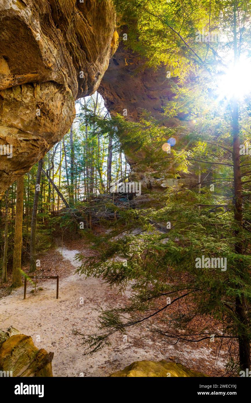 Scenic rocks erosion formation on Twin Arches trail in Big South Fork ...
